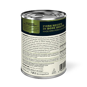 ACANA Premium Chunks Wet Dog Food, Pork Recipe in Beef Bone Broth and Lamb Liver, 12.8oz (Case of 12)