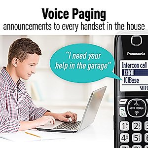 PANASONIC Link2Cell Bluetooth Cordless Phone System with Voice Assistant, Call Blocking and Answering Machine. DECT 6.0 Expandable Cordless System - 4 Handsets - KX-TGF574S (Silver)