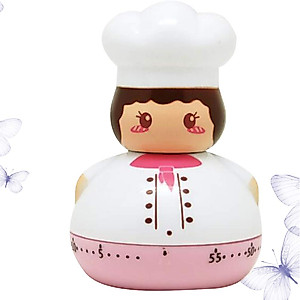 Hemoton Digital Cooking Timer Kitchen Adorable Cute Cartoon Chef Timer Reminder Time Alarm Manager Home Decor(Pink)