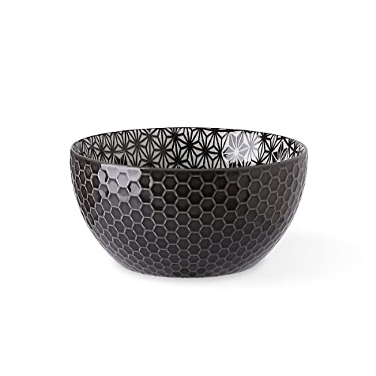 Signature Housewares Pad Print Set of 4 Assorted Bowls 6", 28oz, PP Gray