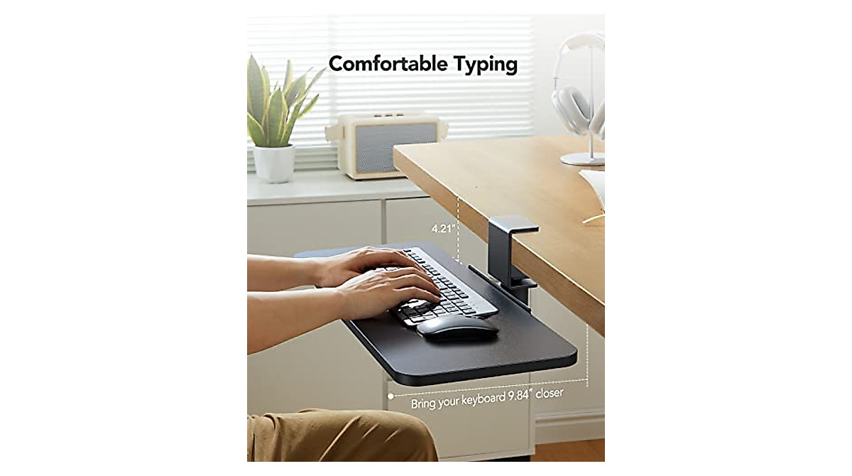 HUANUO Keyboard Tray Under Desk, 360 Rotating Keyboard Tray with ...