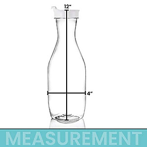 Plasticpro Clear Plastic Premium Water or Beverage Pitchers Heavy Duty Beverage Containers with Lids for Restaurants, Party's, or Schools 50 ounce Jugs Pack of 2