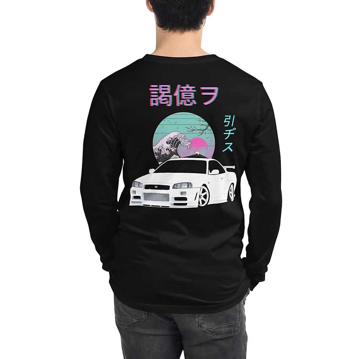 JG Infinite Skyline GT-R R34 JDM Tuner Car Drift Street Racing GTR Unisex Long Sleeve Tee Black