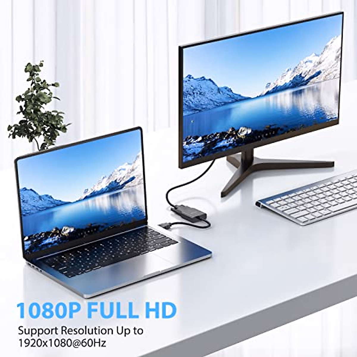 UVOOI HDMI to VGA Adapter, Not Bidirectional HDMI Male to VGA Female Converter 1080P@60Hz for Desktop, Laptop, PC, Projector, HDTV, and More