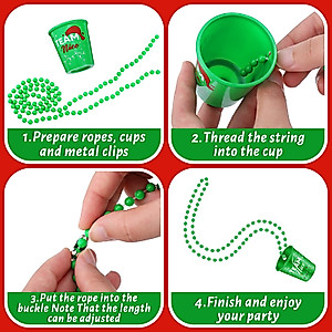 12 Pieces Christmas Shot Glass Necklace on Beaded Team Naughty Team Nice Shot Necklace Glass Plastic Red Beaded Necklace with Drinking Cup Green Shot Glasses for Christmas Party Decorations Supplies