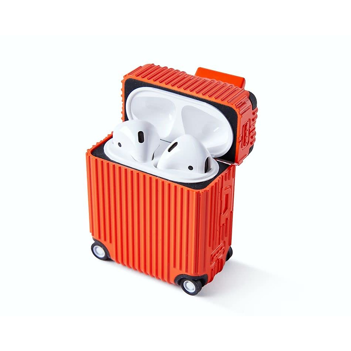 Case for Airpods,Suitcase Trunk Design Airpods Caser Compatible for Apple Airpods 1,2,3&Pro,Travel Enthusiast (AirPods 3,Orange)