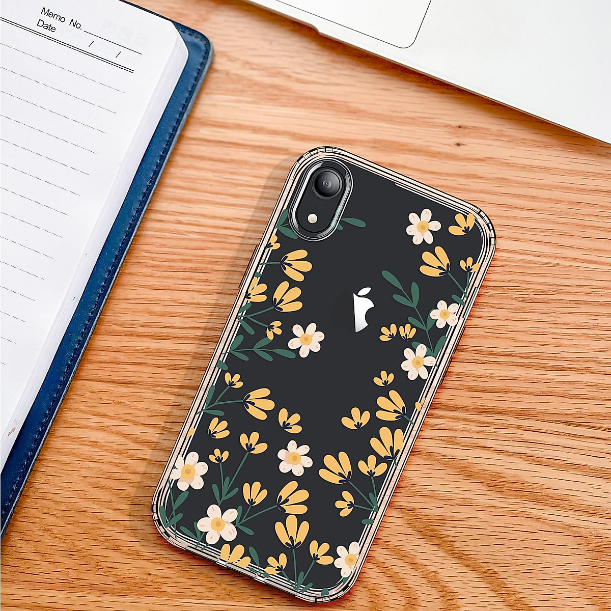 GYZYA for iPhone XR Case Clear with Floral Design, Cute Protective Slim TPU Bumper + Shockproof Non Yellowing Back Cover for Women and Girls (Little Flowers/Yellow)
