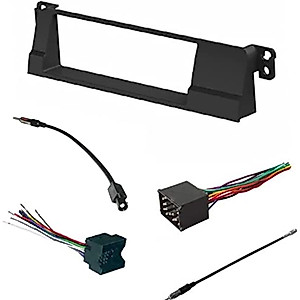 ASC Car Stereo Install Dash Kit, Wire Harness, and Antenna Adapter for Installing a Single Din Aftermarket Radio for 1999 2000 2001 2002 2003 2004 2005 BMW E46 318 323 325 328 330