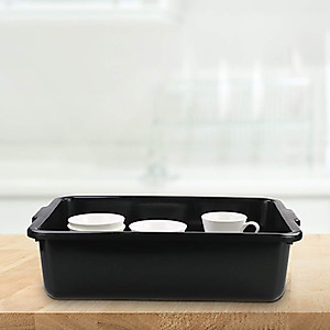 Parlynies 4-Pack 25 L Commercial Bus Box/Tote Box, Plastic Utility Bus Tub, Black