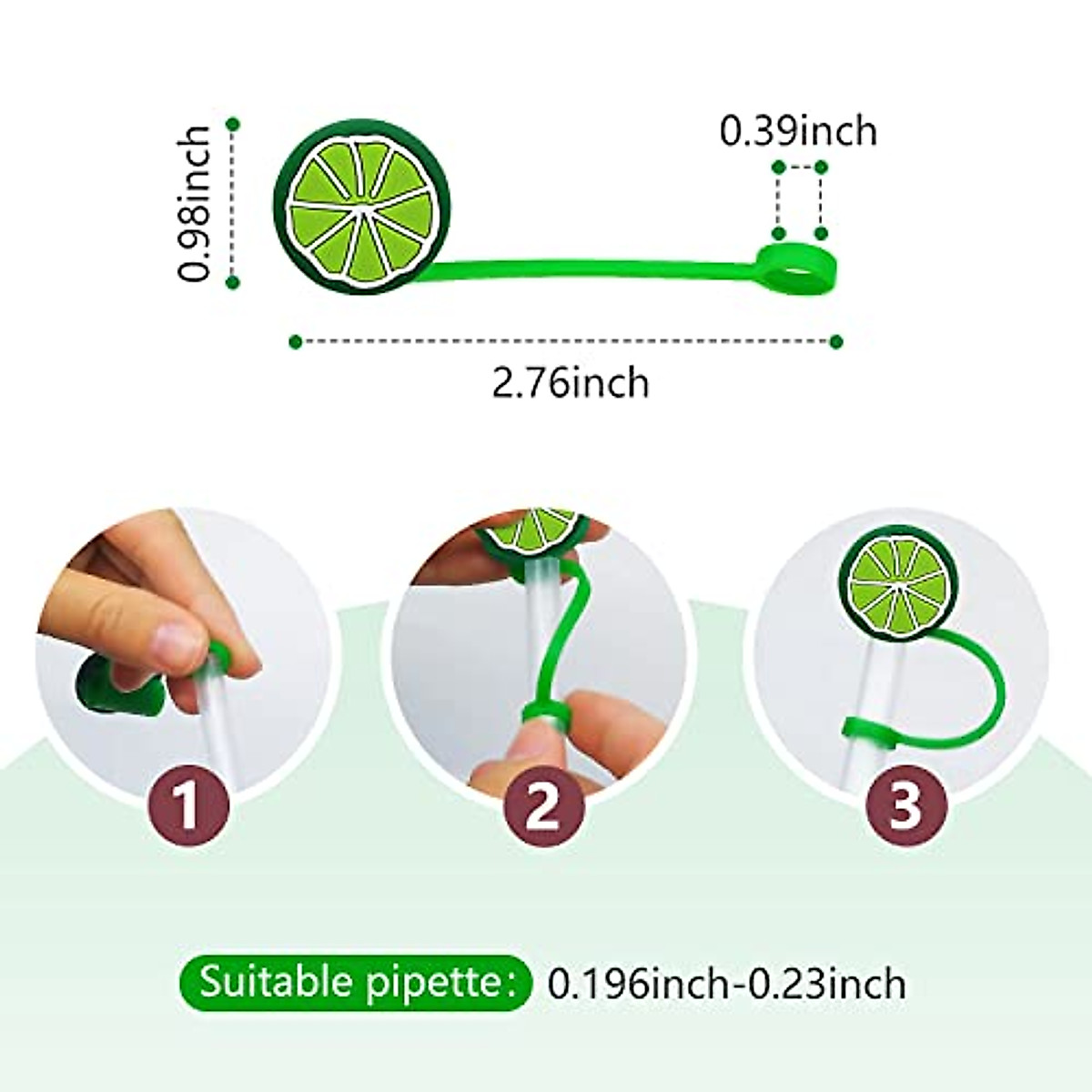 10 Piece Straw Tip Covers Cap Fruit Straw Tip Cap Reusable Drinking Straw Toppers for 6-8mm Straw Silicone Straw Plugs Fruit Shape Straw Protector