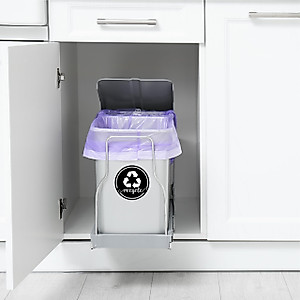 Black Trash Recycle Magnets for Kitchen Trash Can and Recycle Bin, Farmhouse Garbage Can Logo Symbol Magnet, 3.5 Inch Recycle Sticker for Trash Can with 4 Adhesive Stickers, Made in USA, Black 2 Pack