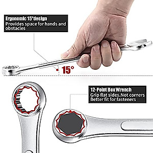ROCHOOF Combination Wrench Set,5-Piece Metric Wrench Set 12-Point Chrome Vanadium Steel Wrenches 22-32mm with Rolling Pouch