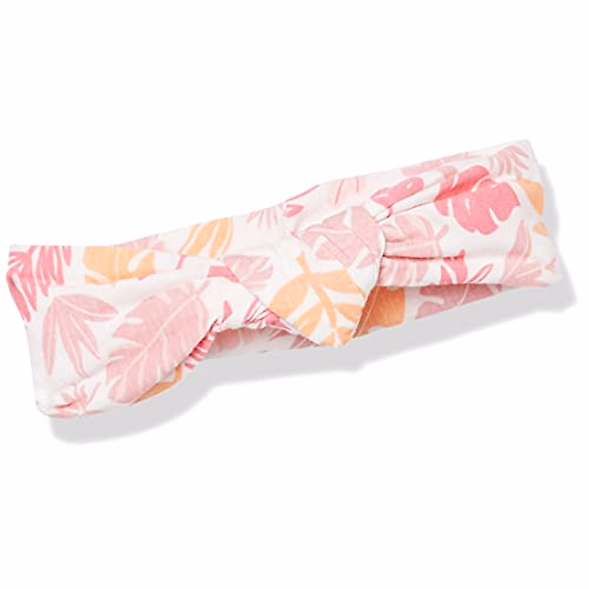 HonestBaby 2-Piece Organic Cotton Rib Romper W/Headband, Jungle Leaves Pink, 3-6 Months