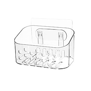 Ettori Sponge Holder Sink Caddy, Plastic Kitchen Sink Organizer Clear Sponge Holder for Kitchen Sink, Bathroom- No Drilling