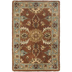 SAFAVIEH Heritage Collection Accent Rug - 2' x 3', Brown & Blue, Handmade Traditional Oriental Wool, Ideal for High Traffic Areas in Entryway, Living Room, Bedroom (HG968A)