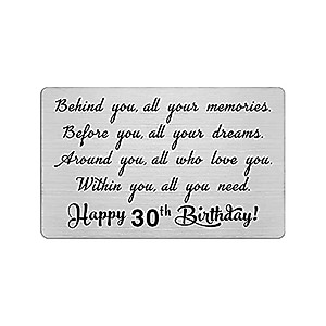 30th Year Old Happy Birthday Gifts, Funny 30th Birthday Gifts for Women Men Him Her, Engraved Wallet Insert Card Decorations Present