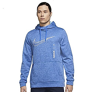 Nike Men's Therma-FIT Graphic 6MO GFX2 Dri-Fit Training Hoodie (Regular, Royal/Silver, Small)