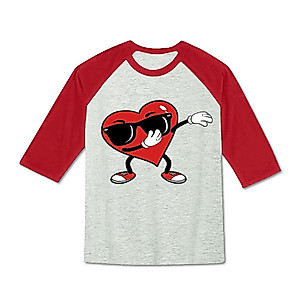 BesserBay Toddler Girls Happy Valentines Day Heart Print Red Raglan Tee Shirt for Toddler Boys 3-4 Years