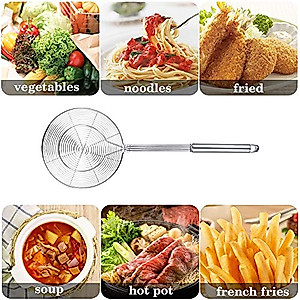Spider Strainer Skimmer, Swify Stainless Steel Asian Strainer Ladle Frying Spoon with Handle for Kitchen Deep Fryer, Pasta, Spaghetti, Noodle, 5.5 Inch