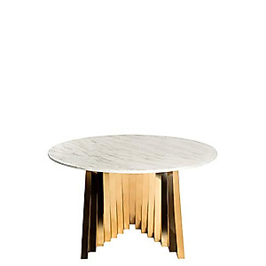 Statements by J Waterfall Marble Top Dining Table, Gold, White