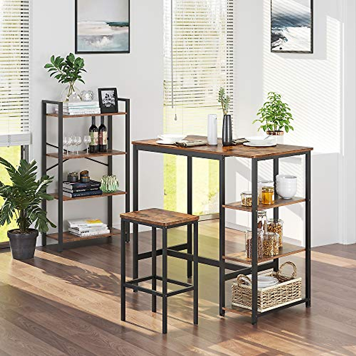 VASAGLE Bar Table with Sturdy Metal Frame, Easy Assembly, Industrial Design, 23.6 x 42.9 x 39.4 inches, Rustic Brown