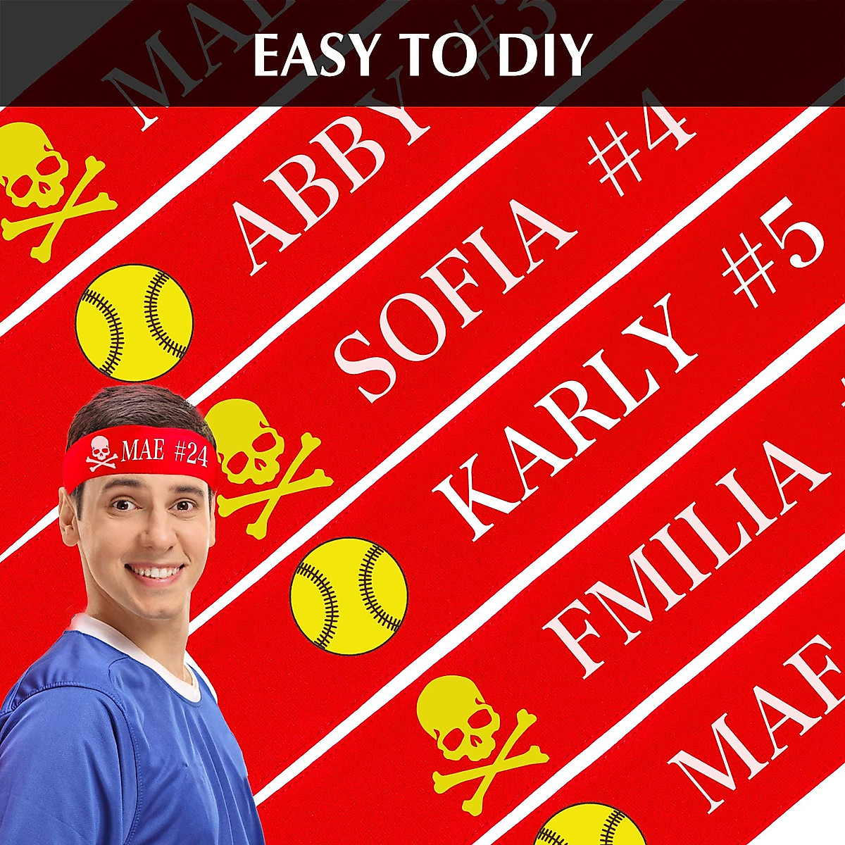 WILLBOND 12 Pieces Tennis Tie Headband, Dry Head Tie Sport Tie Back Headband for Basketball, Running, Karate, Athletics (Red, Unisex)