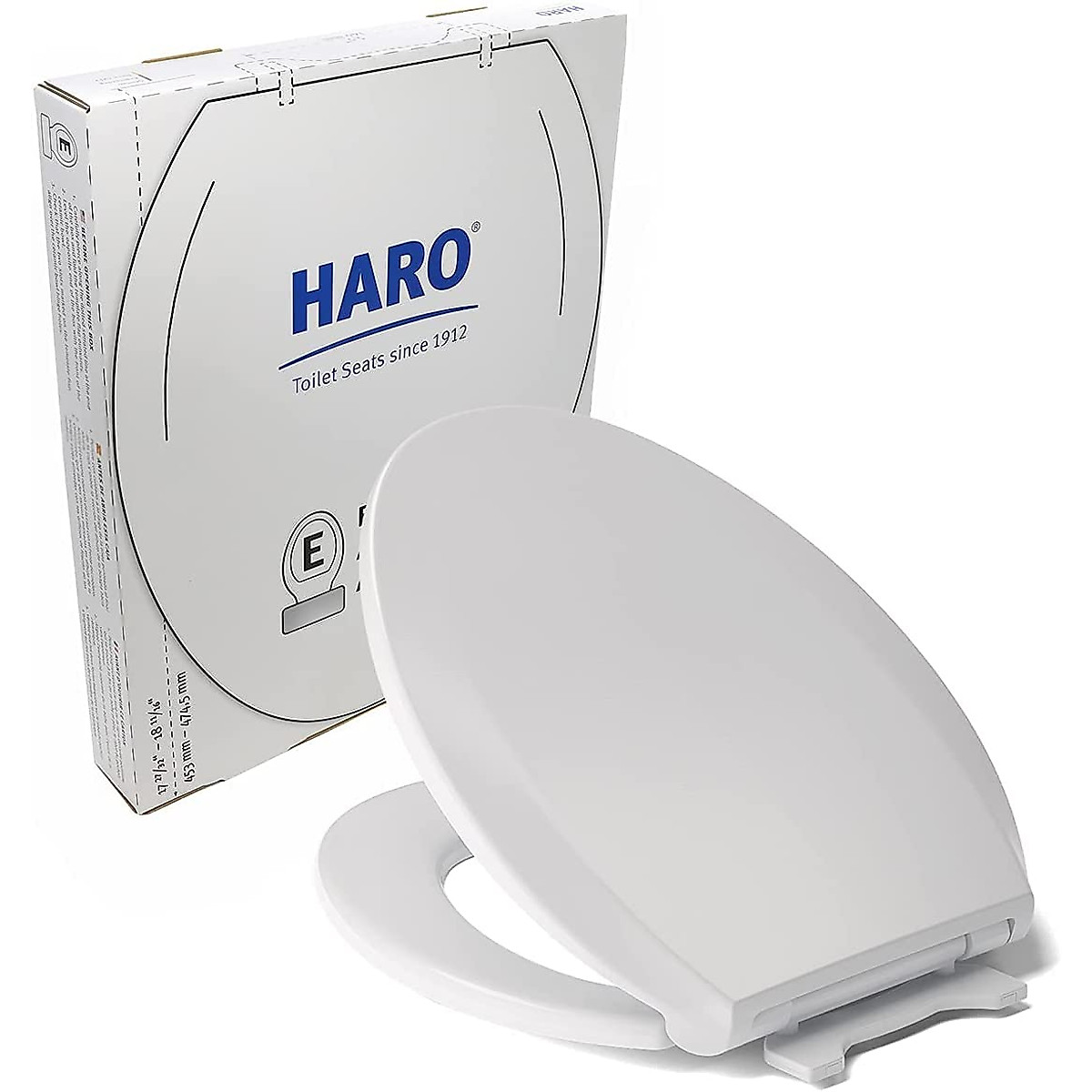 HARO | ELONGATED Toilet Seat | Slow-Close-Seat | Heavy-Duty up to 550 lbs, Quick-Release & Easy Clean, Fast-Fix-Hinge, No-Slip Bumpers, White | Advanced (PP) | 18.5" x 14.5" x 2.32"