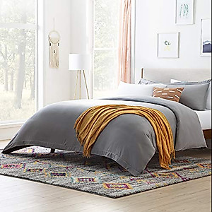 Linenspa Microfiber Duvet Cover - Three Piece Set Includes Duvet Cover and Two Shams - Soft Brushed Microfiber - Hypoallergenic, Stone, Queen