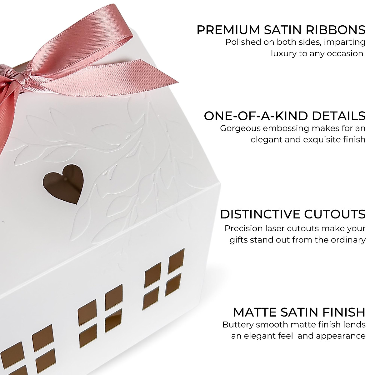 Karentology 20 Pcs Classic House Shaped Gift Boxes with Neutral Ribbons for Treats, Desserts, Fancy Cookie, White Gable Bakery Packaging