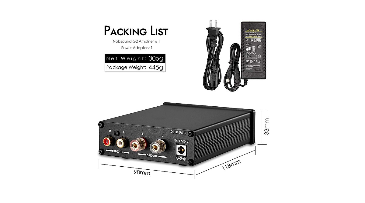 Nobsound G2 Subwoofer Power Amplifier - 100W Mono & BTL Bridge Amp