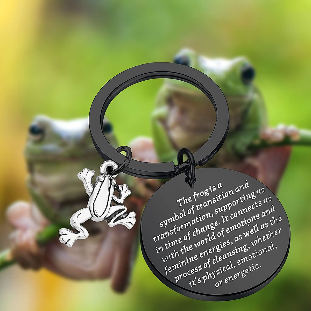 ENSIANTH Frog Keychain Frog Lover Gift Frog Jewelry Animal Lover Gift Inspiration Gift for Friend (Frog Keychain Black)