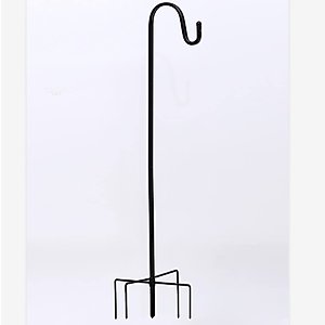 47 Inch Outdoor Shepherd Hook with 5 Prong Base(2 Packs),Adjustable Hanger for Outdoor,Garden Flower Planter,Bird Feeder,Plant Baskets (Black)