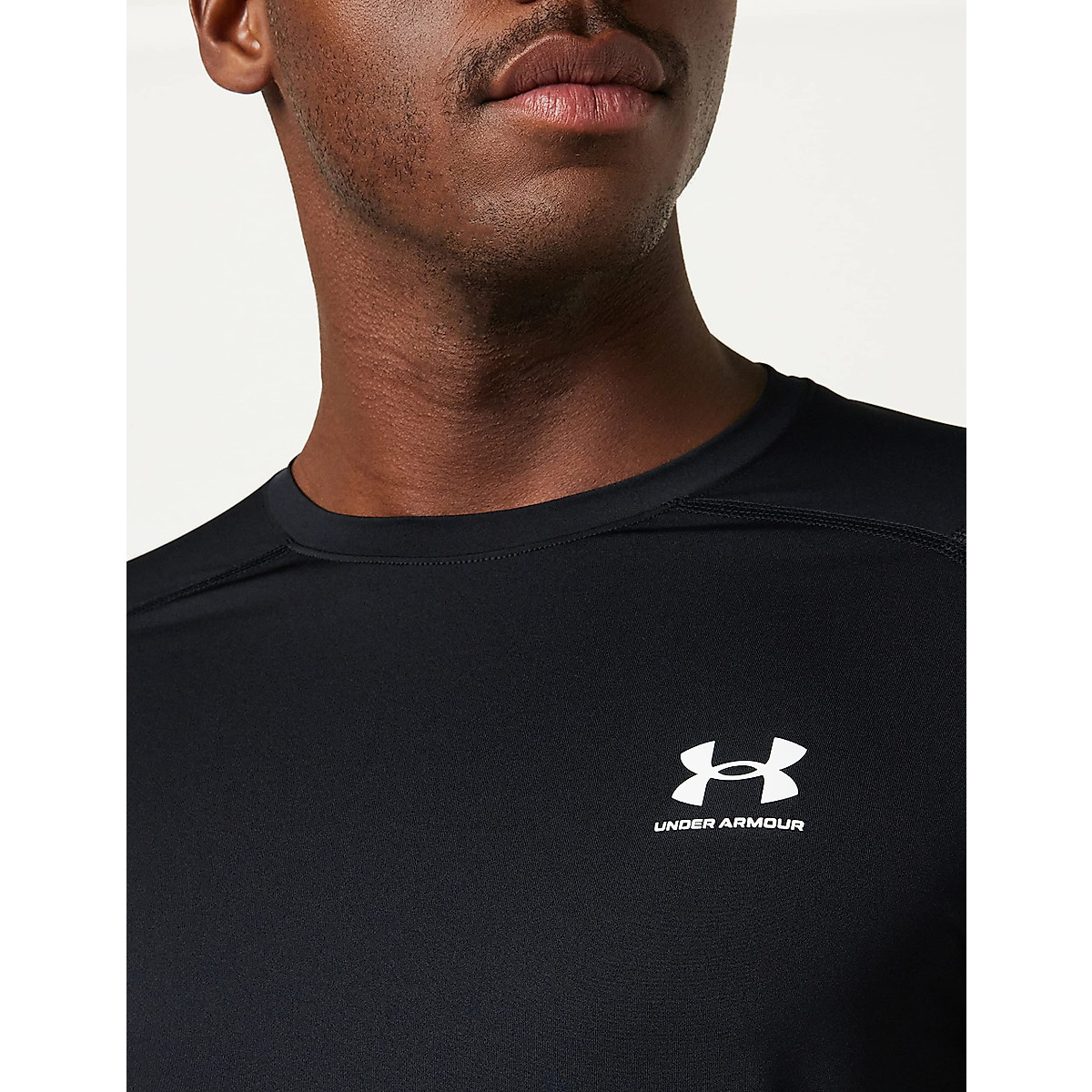 Under Armour Men's Armour HeatGear Fitted Long-Sleeve T-Shirt , Black (001)/White , Large