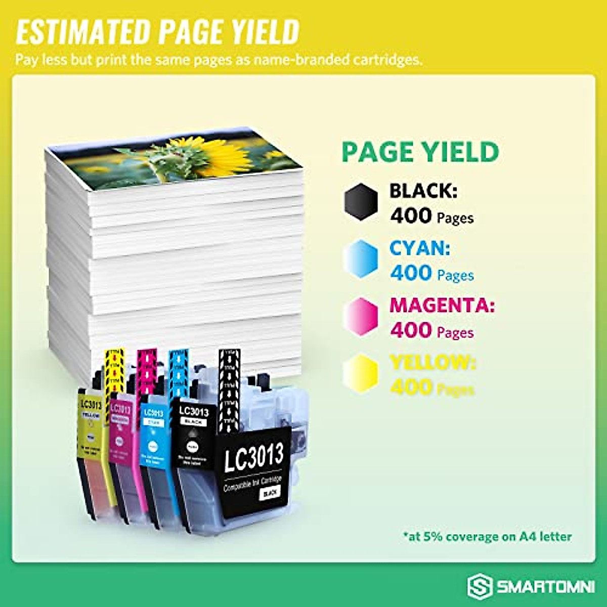 S SMARTOMNI LC3013 LC3011 Compatible Ink Cartridge Replacement for Brother LC 3013 LC 3011 Ink Cartridge for Brother MFC-J690DW MFC-J895DW MFC-J491DW MFC-J497DW Color 4-Pack Set (KCMY)