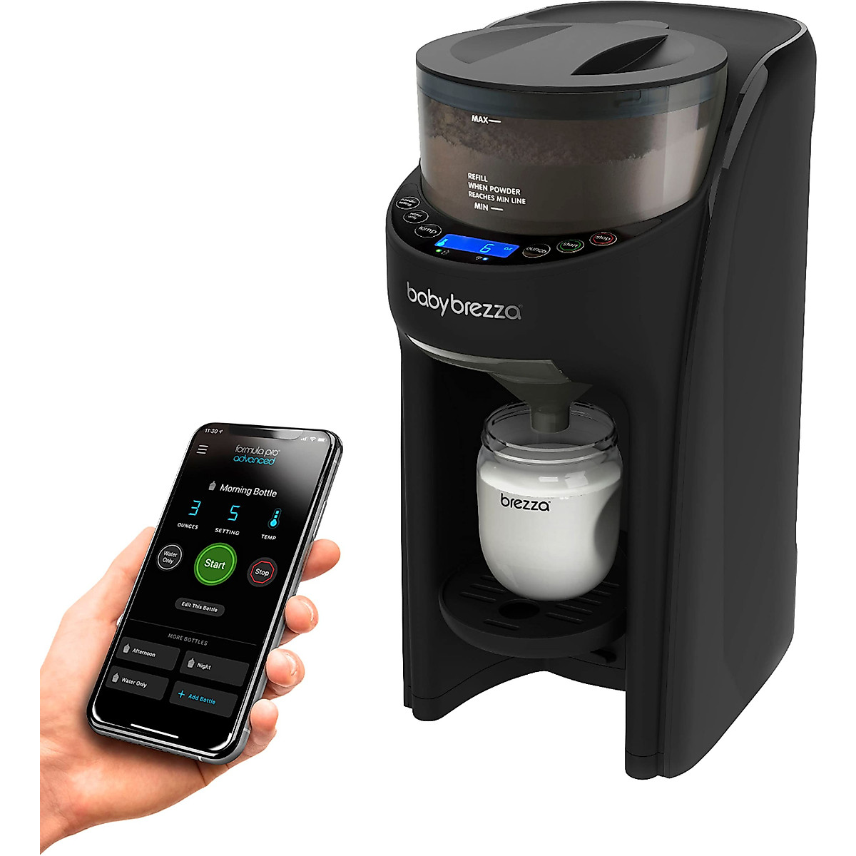 Baby Brezza Formula Pro Advanced WiFi Formula Dispenser Machine - Automatically Mix a Warm Formula Bottle Instantly - Easily Make Bottle with Automatic Powder Blending, Black