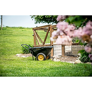 Polar Trailer 7 Cubic Foot Heavy Duty Utility Yard Garden Cart Wheelbarrow Cub Cart with Handle and Wide Track Rubber Wheels Hauling Outdoor, Black