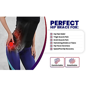 Lxnderment Stabilizing Hip Brace Thigh Compression Sleeve Wrap, Hamstring compression, Sciatica Nerve Brace Injury for Men and Women, Groin Wrap for Pain Relief
