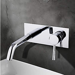 TECKI Kitchen Taps Bathroom Wall Mounted Basin Faucet Square Chrome Brass Mixer Sink Tap Single Handle Bathtub Faucets