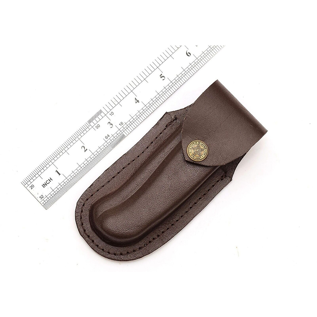 Custom Handmade Leather Genuine Vertical and Horizontal Sheath Folding Pocket Knife Buck 110