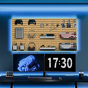 MULSAME 22" x 22" Pegboard Combination Kit, Wall Mounted Storage Set with 4 Pegboards & 14 Accessories Hanging, Woodlike Peg Boards Organizer for Walls Display, Crafts Organization, Kitchen Organizer