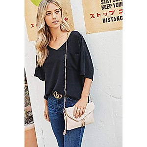 FashionPuzzle Envelope Wristlet Clutch Crossbody Bag with Chain Strap (Mustard) One Size