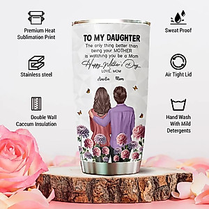 ORIWAVE To My Daughter From Mom Happy Mother's Day Birth Flower, Christmas, Birthday Personalized Tumbler 20 Oz Stainless Steel For Mom, Daughter, Grandma