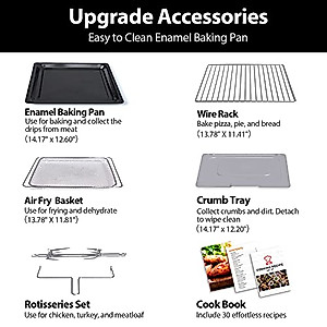 Aeitto 30L Large Air Fryer Toaster Oven Combo,with Rotisserie and Dehydrator, 19-In-1 Digital Convection Oven Countertop Airfryer, Fit 13" Pizza, 9pcs Toast, 6 Accessories, 1800w, Black