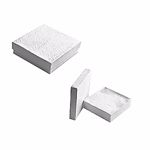RJ Displays-20 Pack Cotton Filled Swirl White Color Jewelry Gift and Retail Boxes 3 X 3 X 1 Inch Size