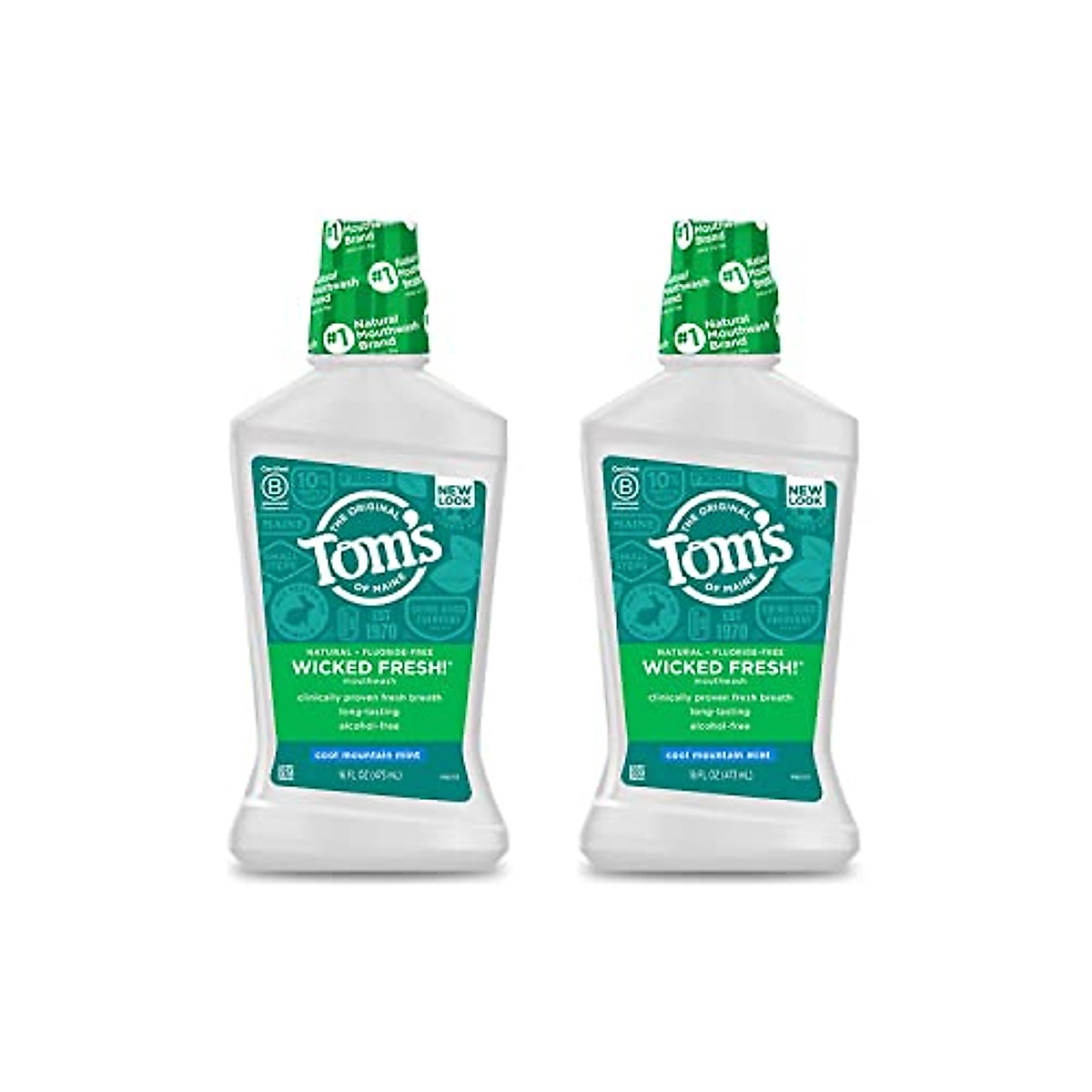 Tom's of Maine Long Lasting Wicked Fresh Mouthwash, Cool Mountain Mint - 16 oz - 2 pk by Tom's of Maine