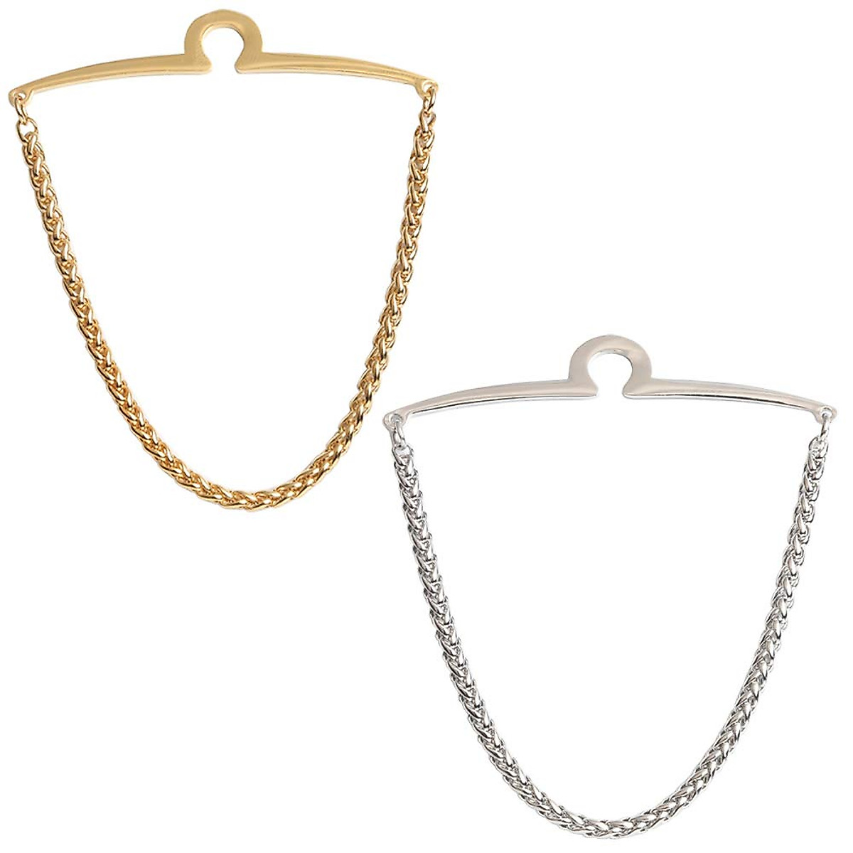 GWD Men for Tie chain Silver Golden Tie Clips Gift Box (Gold and silver A)