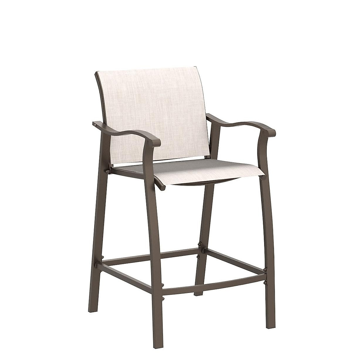 VredHom Outdoor Bar Stools & Chairs Set of 2, 2 PCS Counter Height Bar Stools, Patio Bar Chairs Brown Aluminum Frame & Beige Textilene