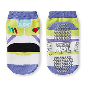 TAVI NOIR Tiny Soles Disney Character Pattern Toddler Low Rise No-Slip Grip Socks Packs, Toy Story, S - 2-4 y/o