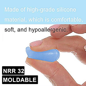 Ear Plugs for Sleeping, Reusable Silicone Moldable Noise Cancelling Sound Blocking Reduction Earplugs for Swimming, Snoring, Concerts, Shooting, Airplanes, Musicians, 32dB Highest NRR