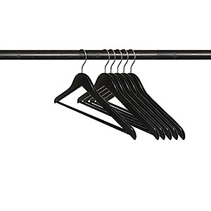 NAHANCO 8217CHHU Flat Wooden Suit Hanger with Chrome Hook, 17", Black (Pack of 25)